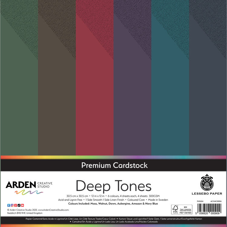Arden Creative Studio Premium Cardstock 12x12 Inch Deep Tones (24 ...